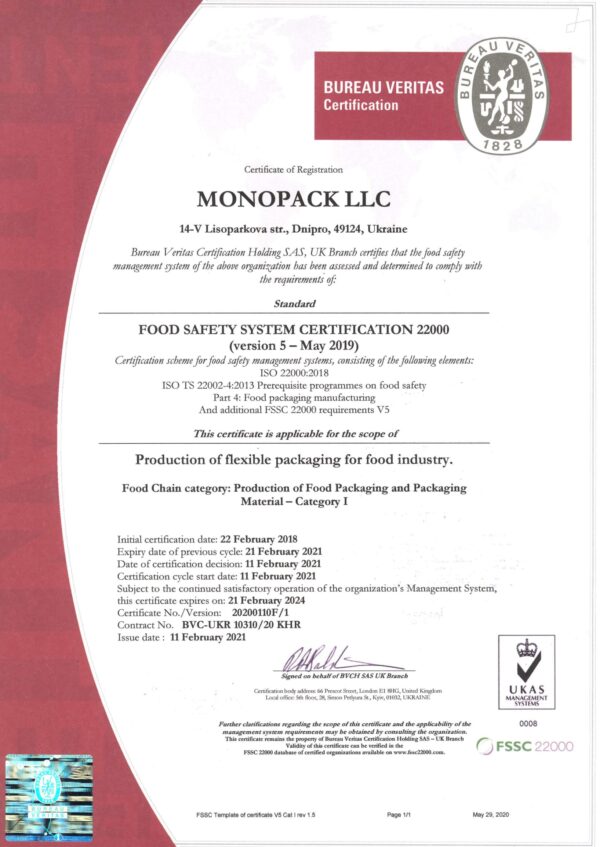 Recertification audit – Monopack